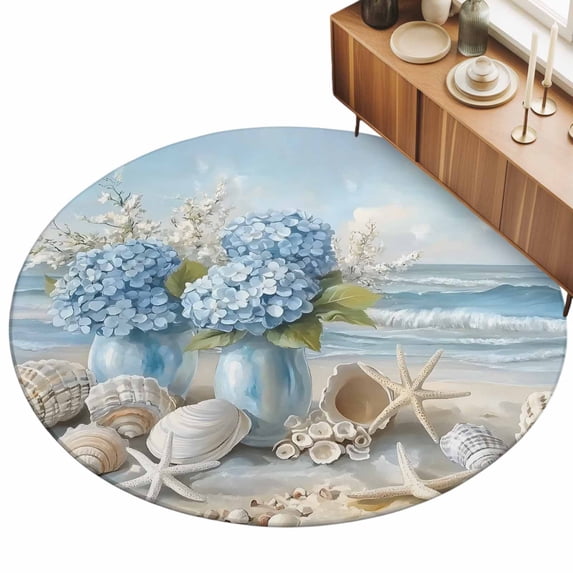6ft Round Rug Hydrangeas Flowers Area Rugs for Living Room Bedroom ...