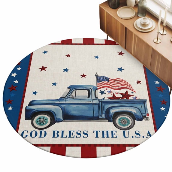 6ft Round Rug Independence Day Area Rugs for Living Room Bedroom ...