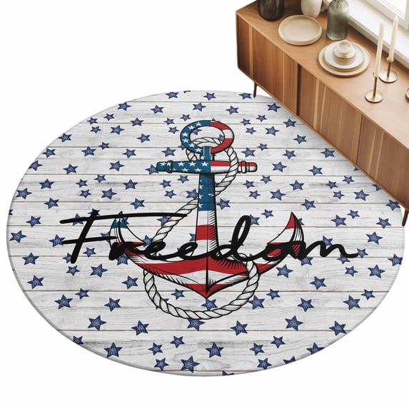 6ft Round Rug Independence Day Area Rugs for Living Room Bedroom ...