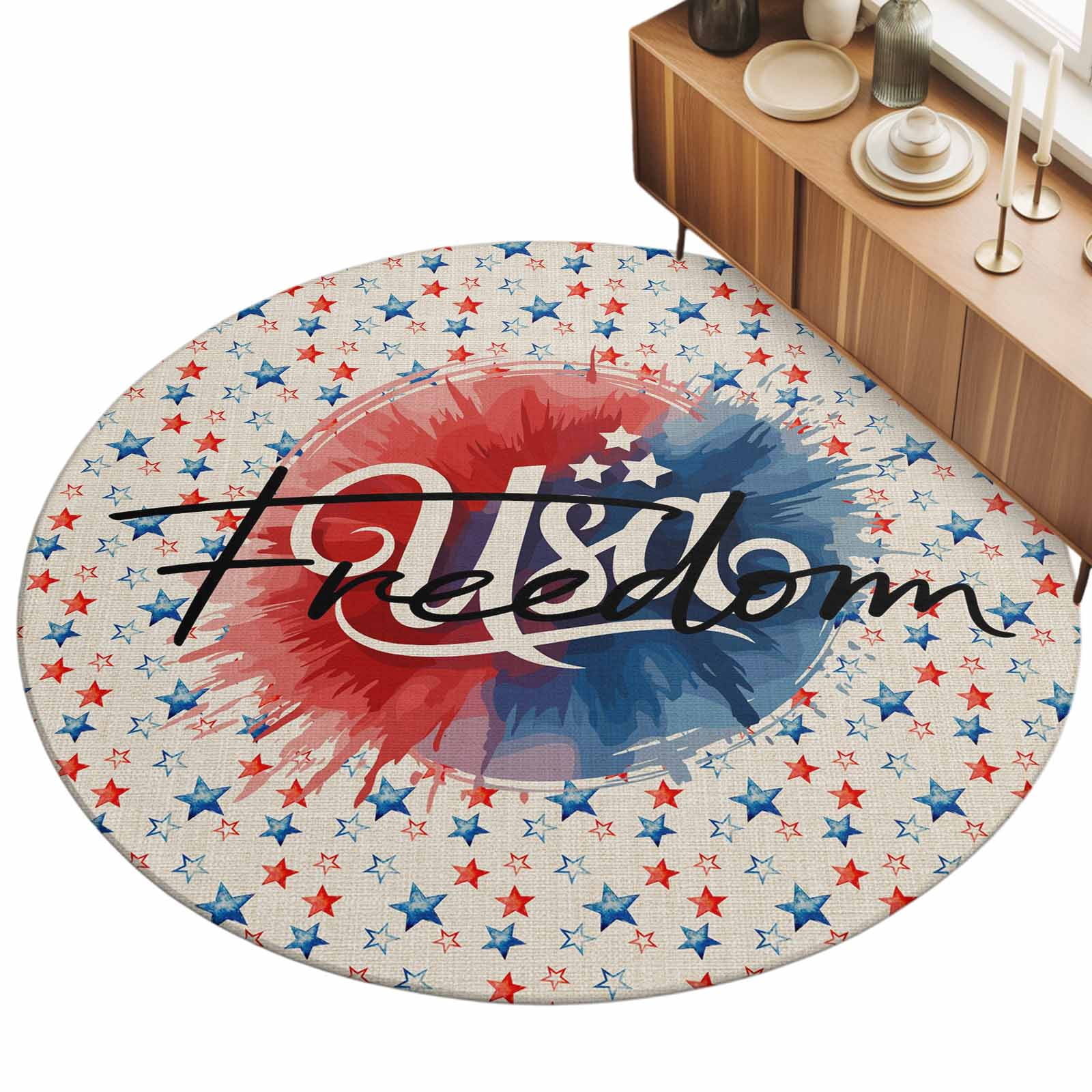 6ft Round Rug Independence Day Area Rugs for Living Room Bedroom ...