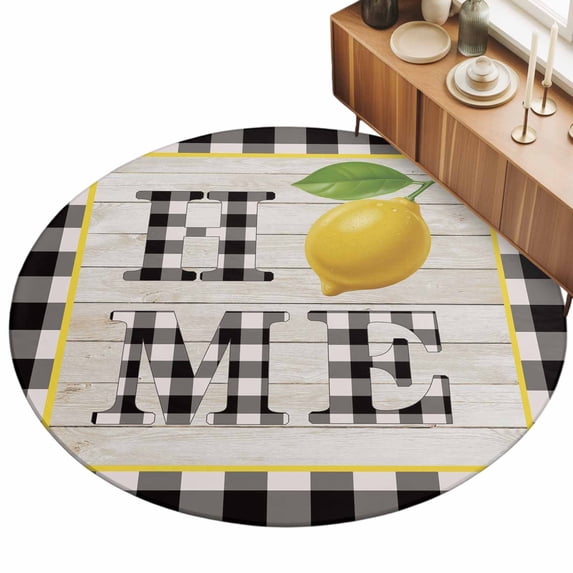 6ft Round Rug Lemon Area Rugs for Living Room Bedroom Washable Non Slip ...