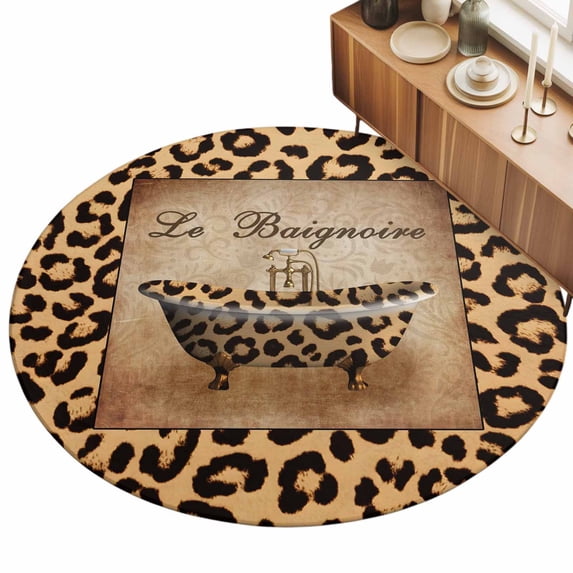 6ft Round Rug Leopard Printed Area Rugs for Living Room Bedroom ...