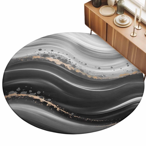 6ft Round Rug Marble Area Rugs for Living Room Bedroom Washable Non ...
