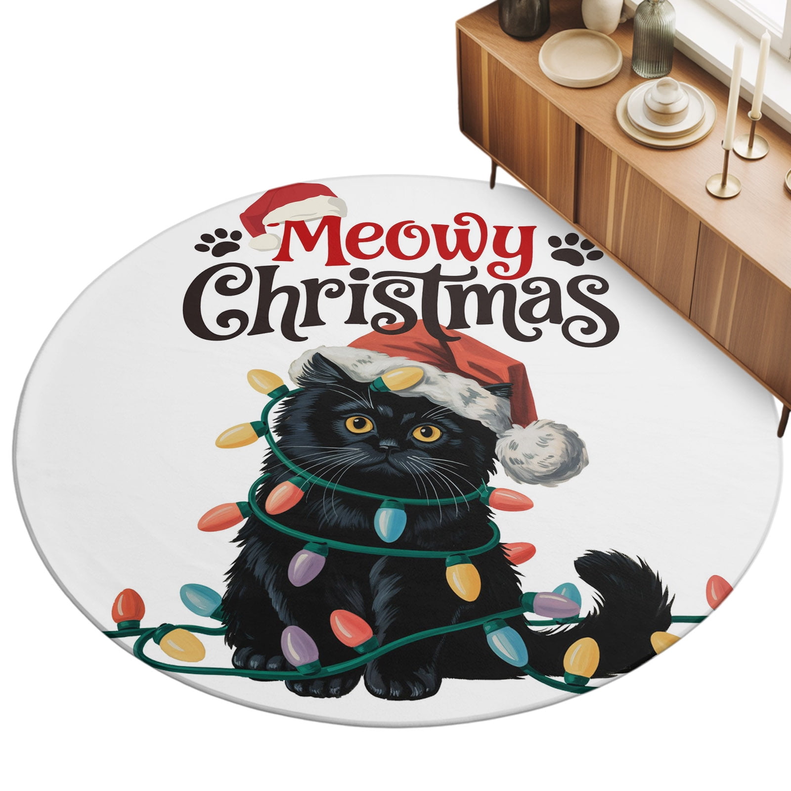 6ft Round Rug Merry Christmas Area Rugs for Living Room Bedroom ...