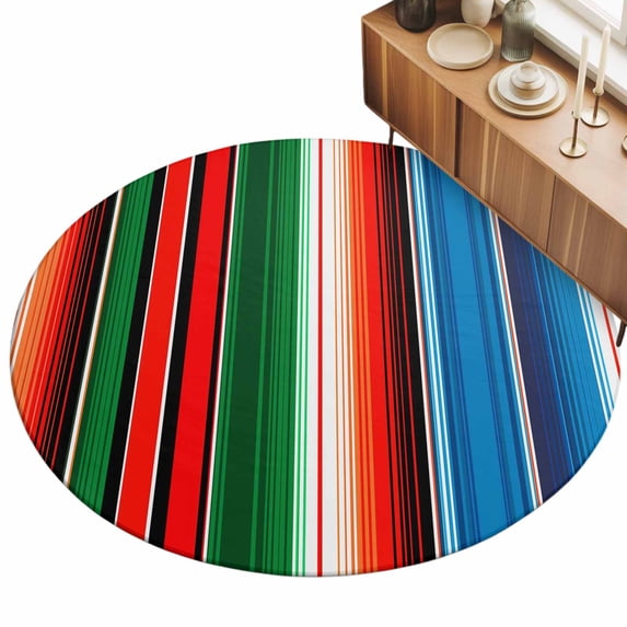 6ft Round Rug Mexican Serape Area Rugs for Living Room Bedroom Washable ...
