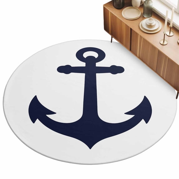 6ft Round Rug Nautical Anchor Area Rugs for Living Room Bedroom ...