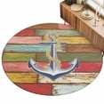 6ft Round Rug Nautical Anchor Area Rugs for Living Room Bedroom ...