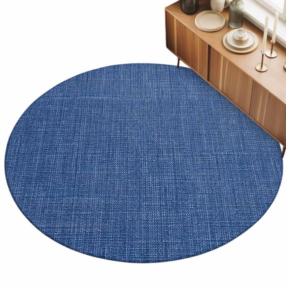 6ft Round Rug Navy Blue Area Rugs for Living Room Bedroom Washable Non ...