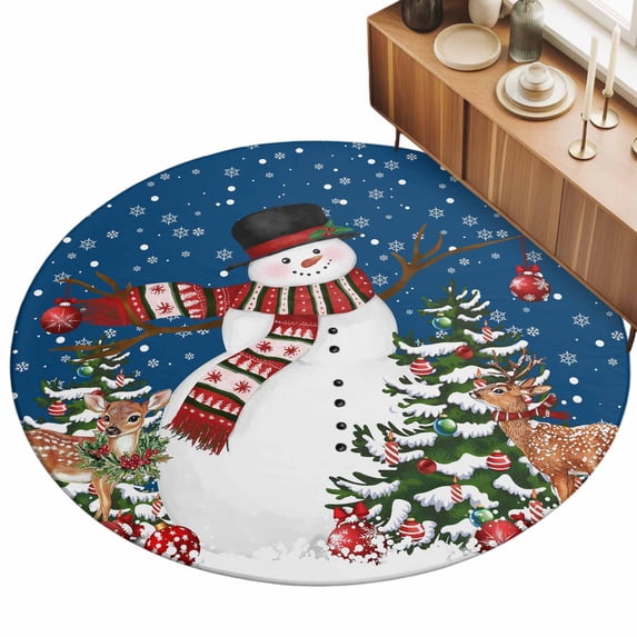 6ft Round Rug Navy Blue Snowman Christmas Area Rugs for Living Room ...