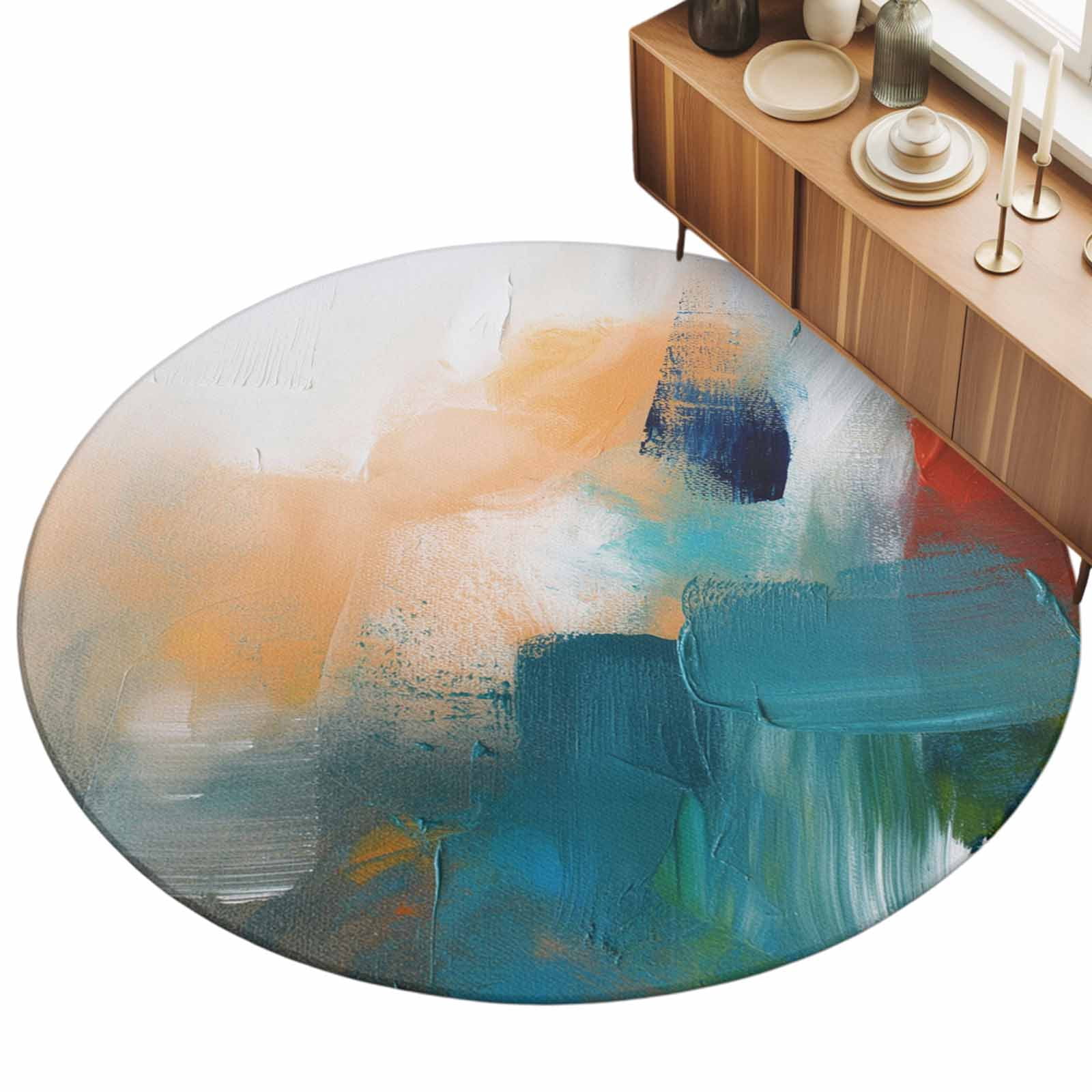 6ft Round Rug Oil Painting Area Rugs for Living Room Bedroom Washable ...