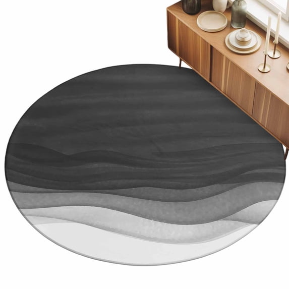6ft Round Rug Ombre Waves Area Rugs for Living Room Bedroom Washable ...