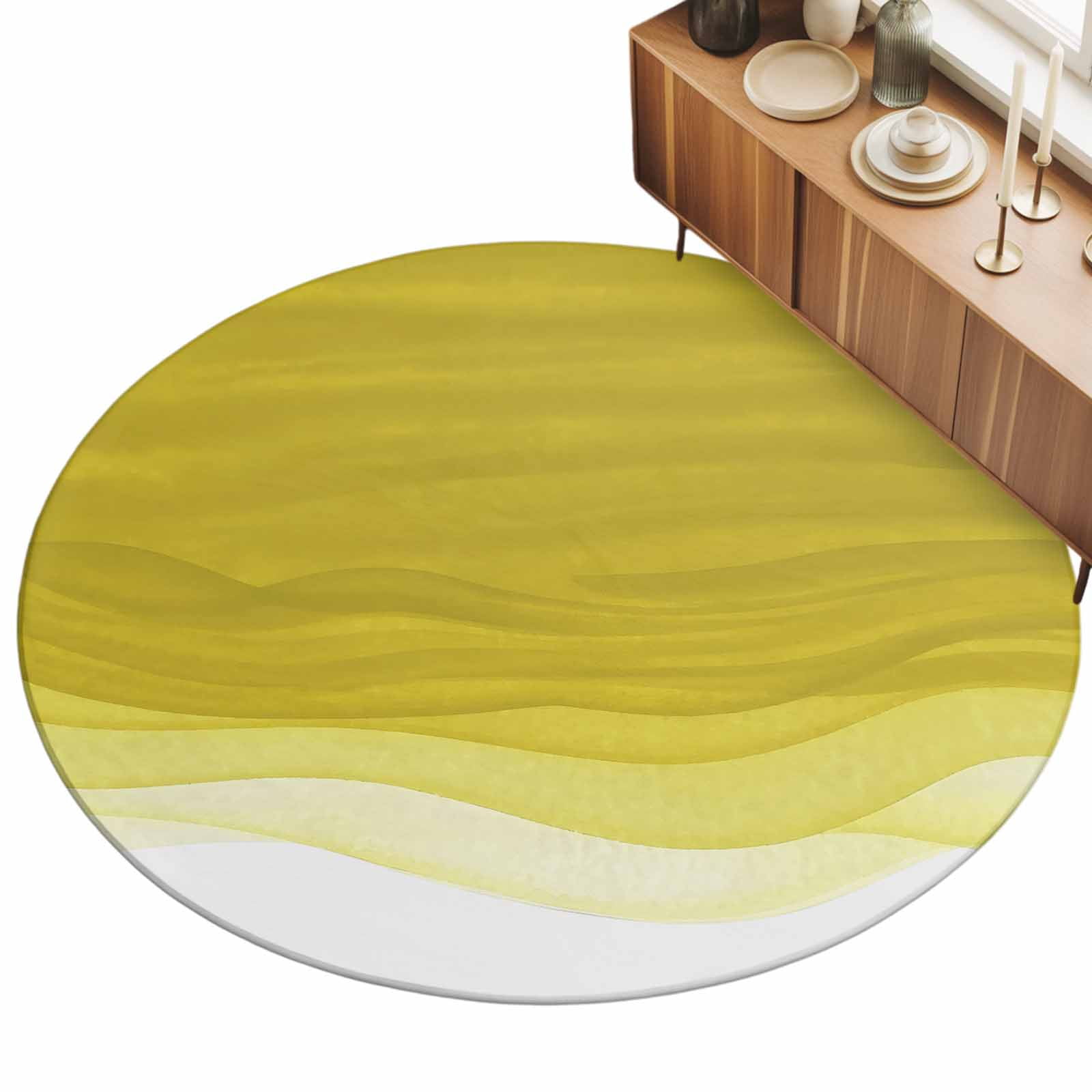 6ft Round Rug Ombre Yellow Waves Area Rugs for Living Room Bedroom ...