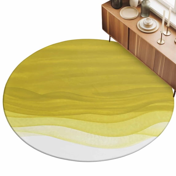 6ft Round Rug Ombre Yellow Waves Area Rugs for Living Room Bedroom ...