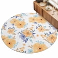 6ft Round Rug Orange Watercolor Floral Area Rugs for Living Room ...