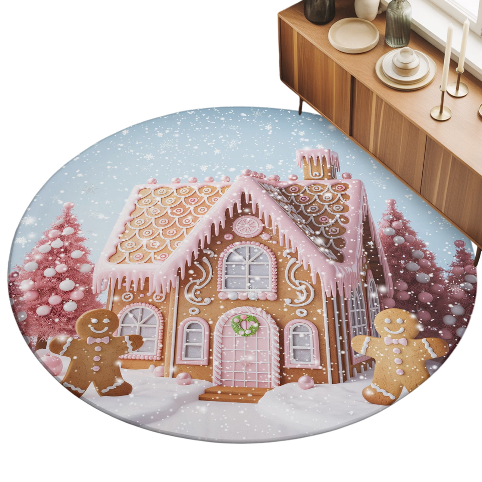 6ft Round Rug Pink Blue Christmas Area Rugs for Living Room Bedroom ...