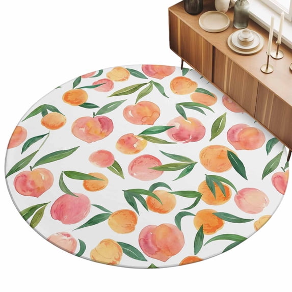 6ft Round Rug Pink Botanical Area Rugs for Living Room Bedroom Washable ...