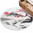 6ft Round Rug Pink Floral Area Rugs for Living Room Bedroom Washable ...