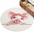 6ft Round Rug Pink Pig Area Rugs for Living Room Bedroom Washable Non ...