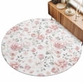 6ft Round Rug Pink Rose Area Rugs for Living Room Bedroom Washable Non ...