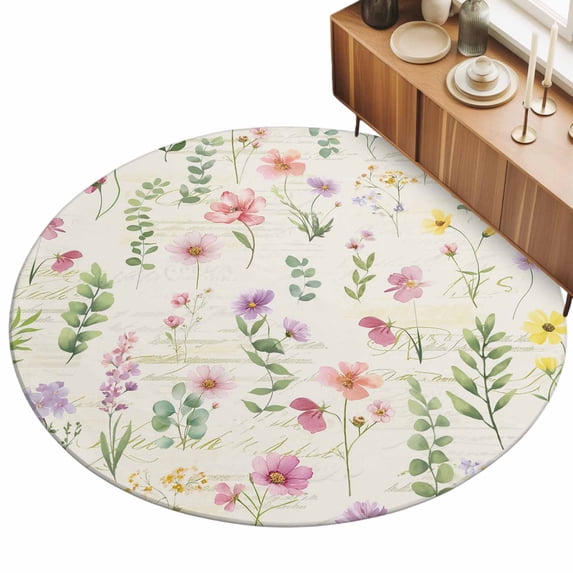 6ft Round Rug Pink Spring Floral Area Rugs for Living Room Bedroom ...