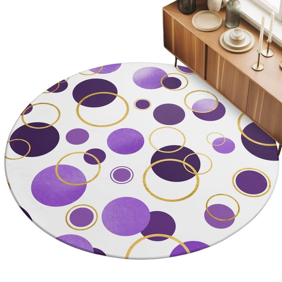 6ft Round Rug Purple Polka Dots Area Rugs for Living Room Bedroom ...