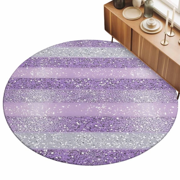 6ft Round Rug Purple Silvery Area Rugs for Living Room Bedroom Washable ...