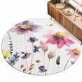 6ft Round Rug Purple Spring Floral Area Rugs for Living Room Bedroom ...