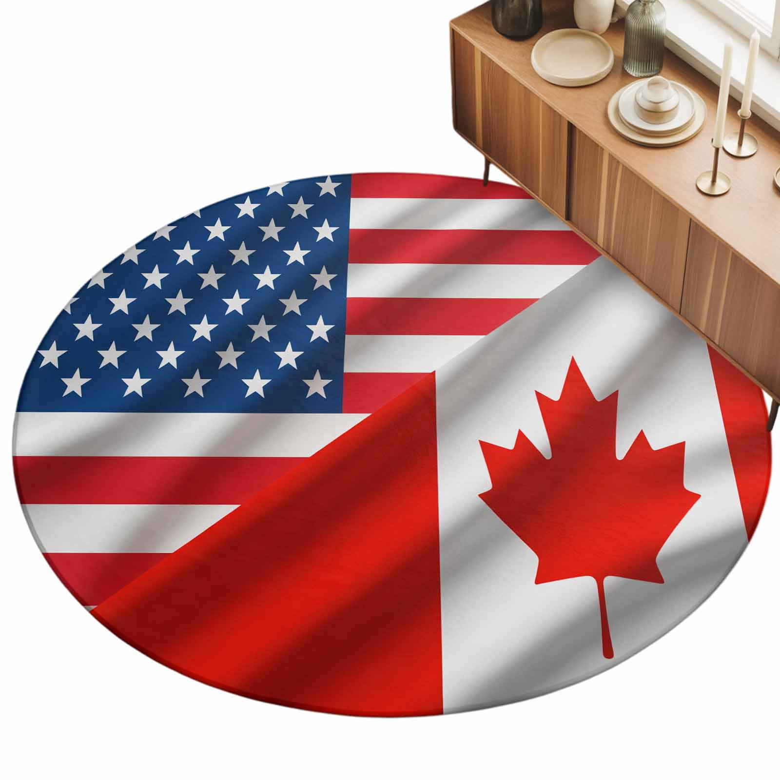 6ft Round Rug Red Blue American Flag Area Rugs for Living Room Bedroom ...