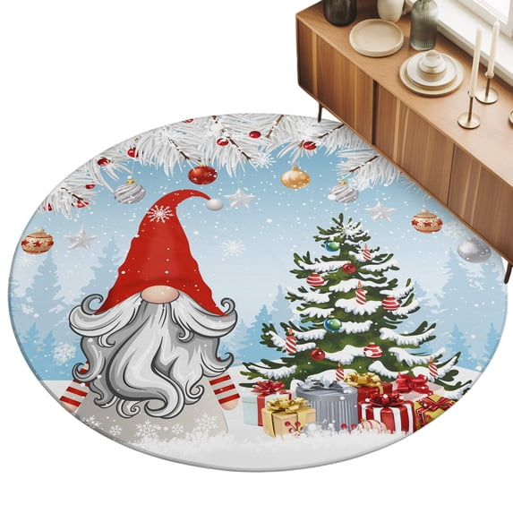 6ft Round Rug Red Blue Gnomes Christmas Area Rugs for Living Room ...