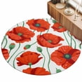 6ft Round Rug Red Flowers Area Rugs for Living Room Bedroom Washable ...