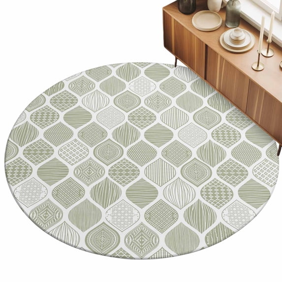 6ft Round Rug Sage Green Geometric Area Rugs for Living Room Bedroom ...