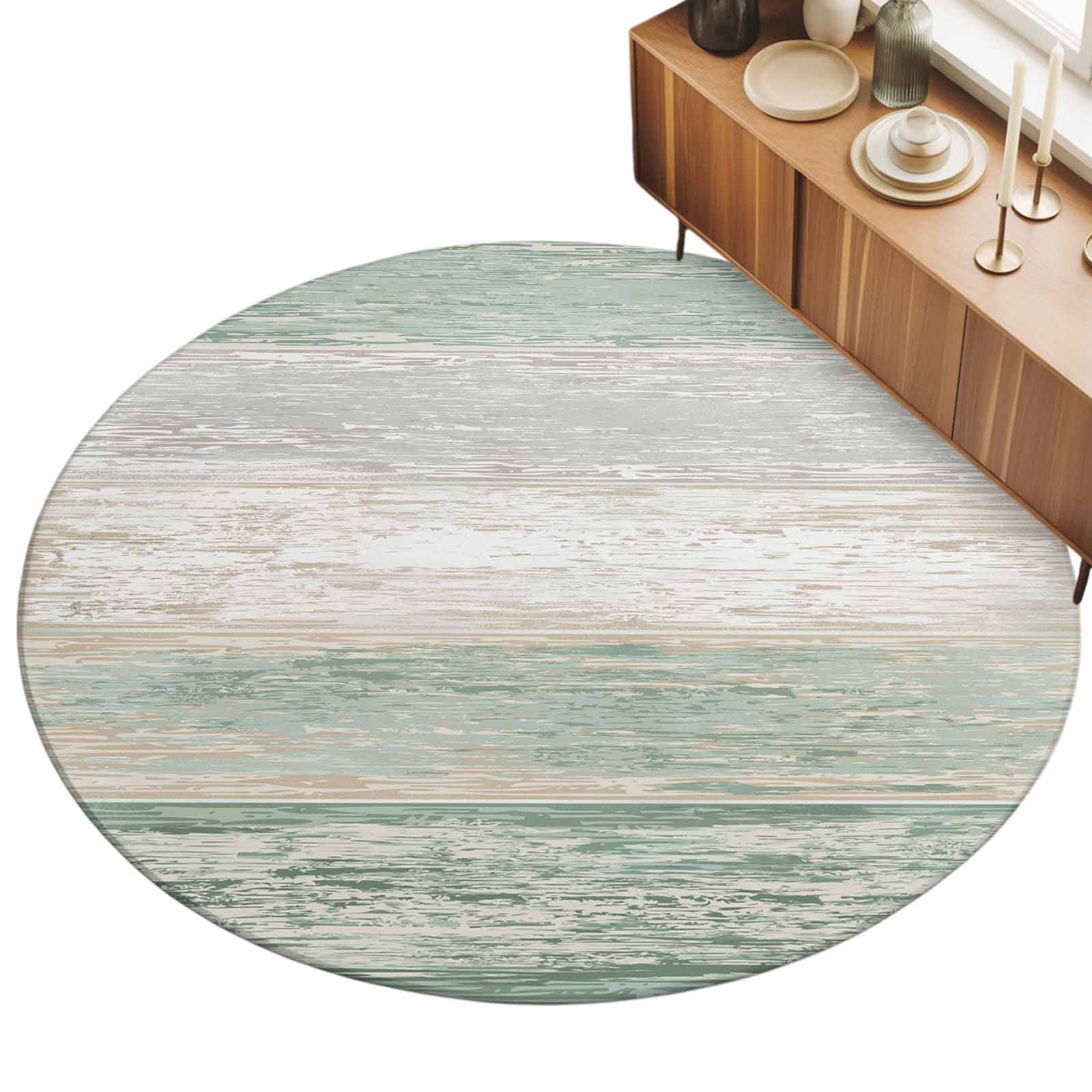 6ft Round Rug Sage Green Grey Area Rugs for Living Room Bedroom ...