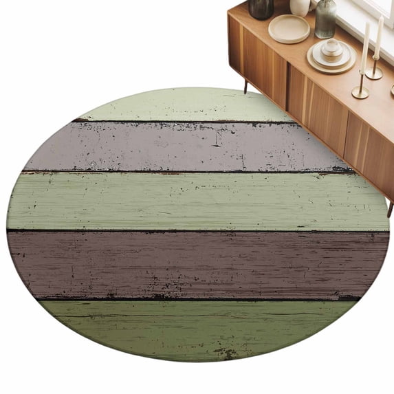 6ft Round Rug Sage Green Wooden Area Rugs for Living Room Bedroom ...