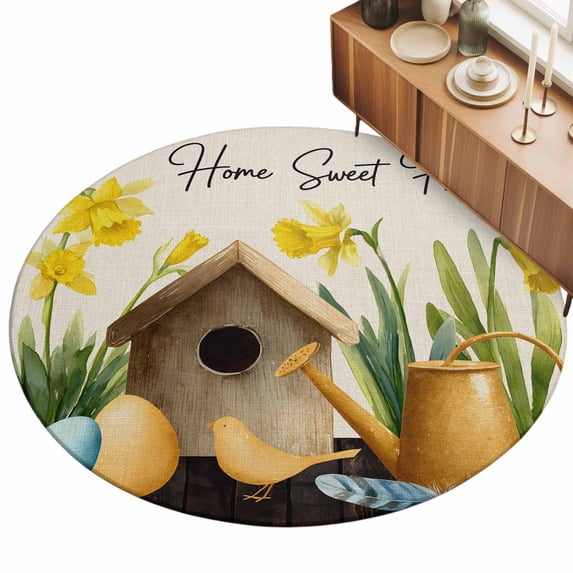 6ft Round Rug Spring Area Rugs for Living Room Bedroom Washable Non ...
