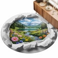 6ft Round Rug Spring Floral Area Rugs for Living Room Bedroom Washable ...