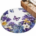6ft Round Rug Spring Floral Area Rugs for Living Room Bedroom Washable ...