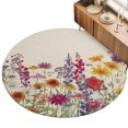 6ft Round Rug Spring Floral Area Rugs for Living Room Bedroom Washable ...