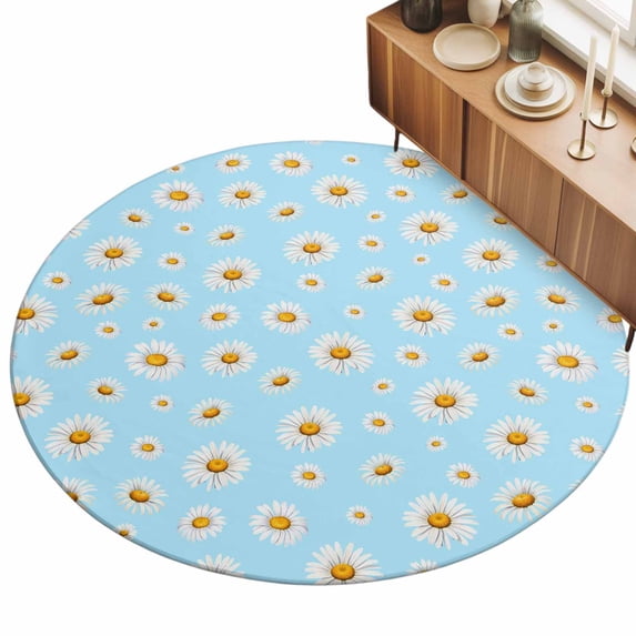 6ft Round Rug Spring Floral Daisy Area Rugs for Living Room Bedroom ...