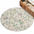 6ft Round Rug Spring Flowers Area Rugs for Living Room Bedroom Washable ...