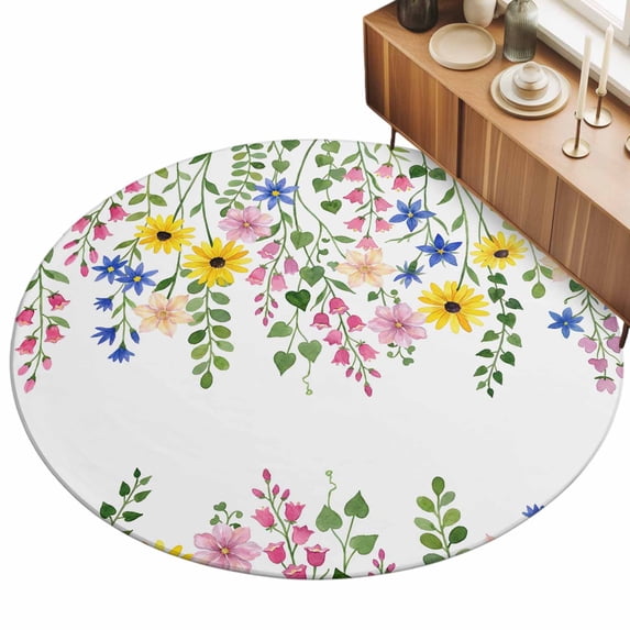6ft Round Rug Spring Flowers Blossom Area Rugs for Living Room Bedroom ...