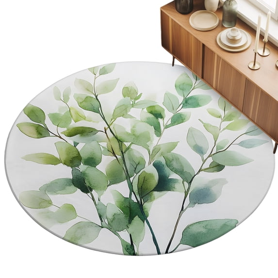 6ft Round Rug Spring Leaves Area Rugs for Living Room Bedroom Washable ...