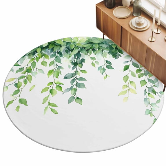 6ft Round Rug Spring Leaves Vines Area Rugs for Living Room Bedroom ...