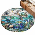 6ft Round Rug Stained Glass Sea Turtle Area Rugs for Living Room ...