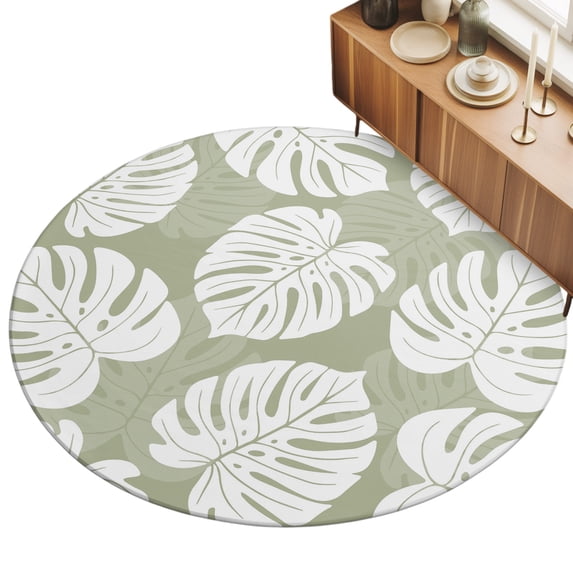 6ft Round Rug Summer Monstera Leaves Area Rugs for Living Room Bedroom ...