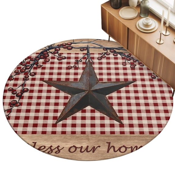 6ft Round Rug Texas Star Farmhouse Area Rugs for Living Room Bedroom ...