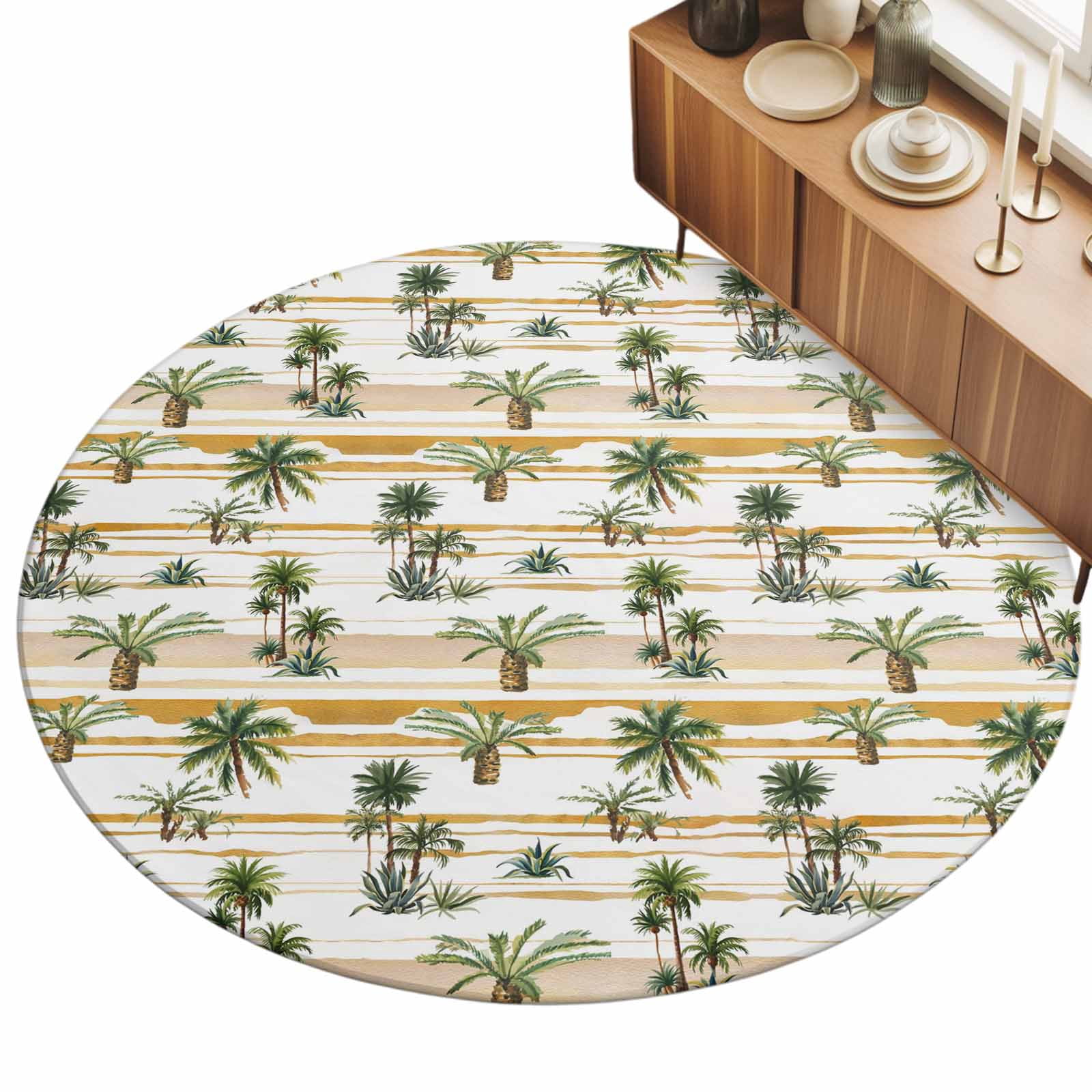 6ft Round Rug Tropical Plants Area Rugs for Living Room Bedroom ...