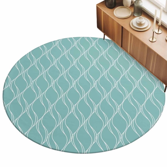 6ft Round Rug Turquoise Moire Waves Area Rugs for Living Room Bedroom ...