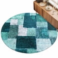 6ft Round Rug Turquoise Patchwork Area Rugs for Living Room Bedroom ...