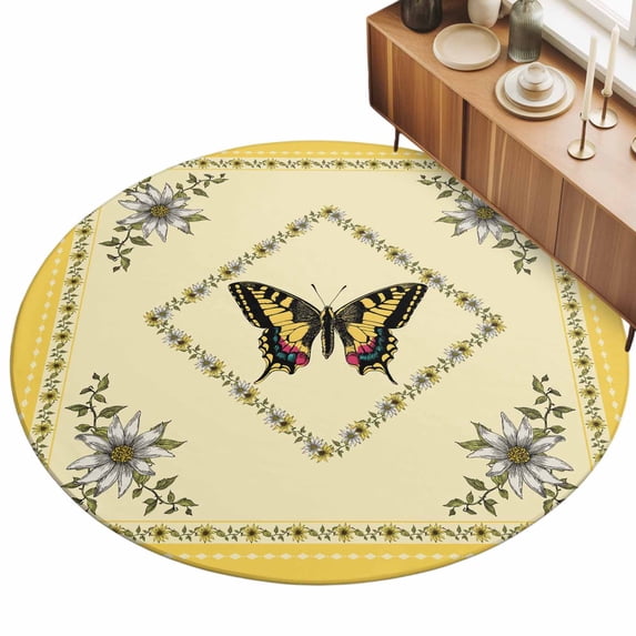 6ft Round Rug Vintage Butterfly Area Rugs for Living Room Bedroom ...