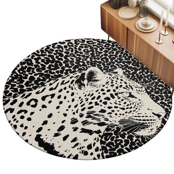 6ft Round Rug Vintage Leopard Prints Area Rugs for Living Room Bedroom ...